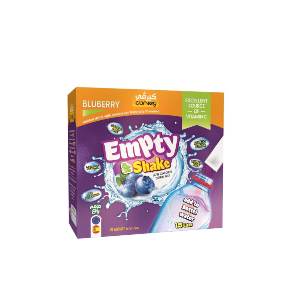 عصير كيرفي توت ازرق بدون سكر Empty & Shake (20 ظرف) - Happy Fitness